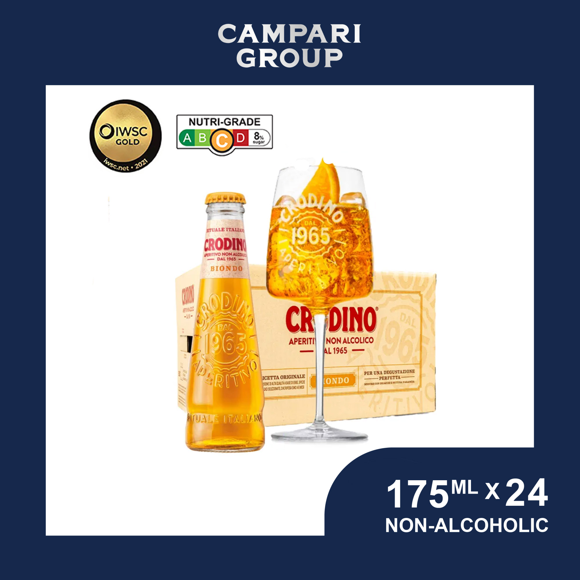 Italian #1 Non-Alcoholic Aperitivo - Crodino 1965 Aperitivo 24 bottles ...