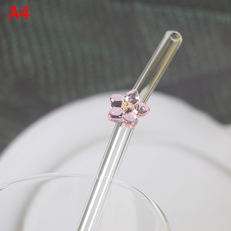 Flower Glass Straw, Reusable Drinking Straws Cute Butterfly Heat ...