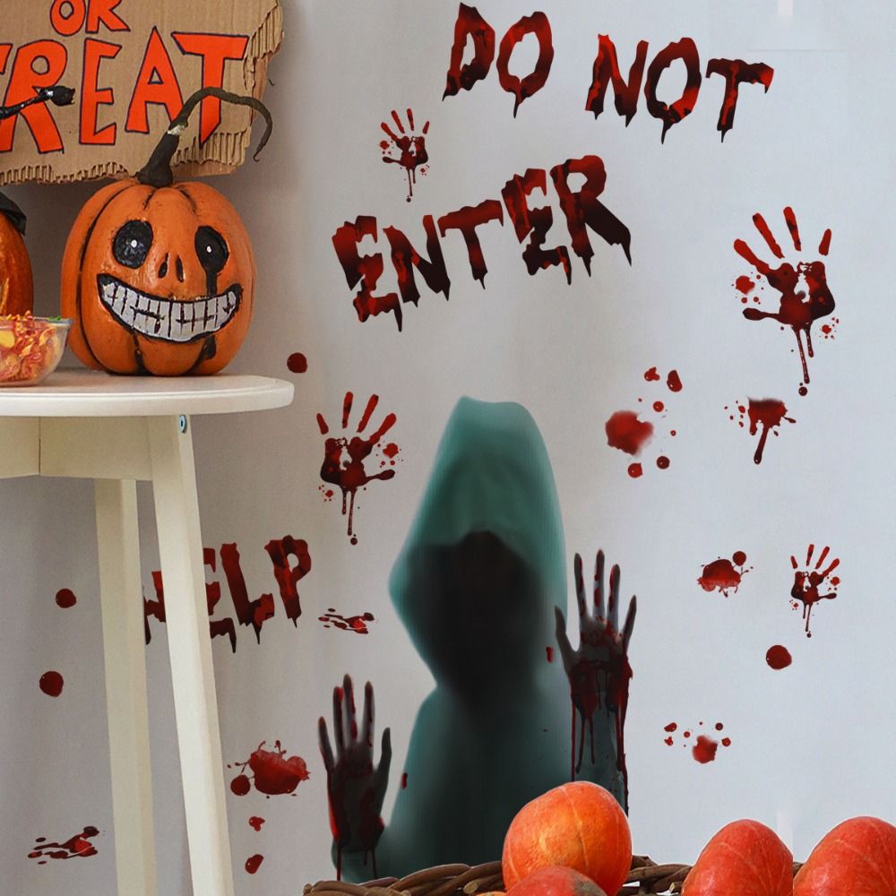 Haunted Self-paste Halloween Handprints Sticker Waterproof Scared Wall ...