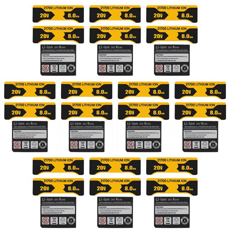 10 Pieces 10 x 21700 Li-Ion Battery 8.0Ah Sticker for DeWalt 18V 20V ...
