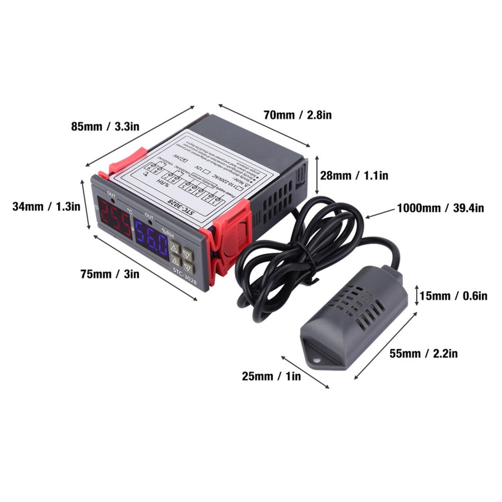 Microcomputer Control STC-3028 Temperature Humidity Controller 10A 12V ...