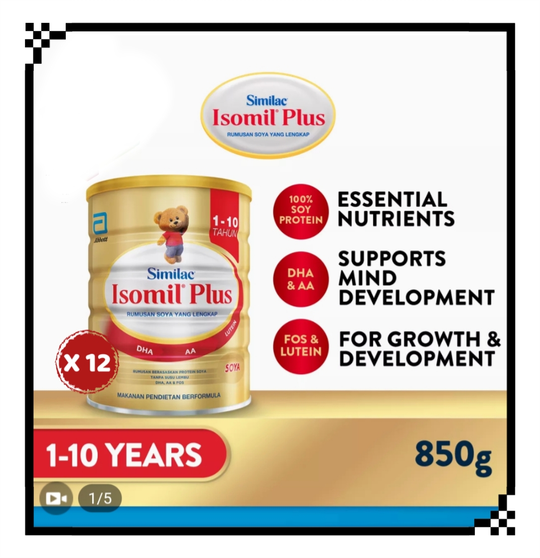 Isomil Plus (1 to 10 Years Old) (850g) Exp: 2023(12 tins) | Lazada