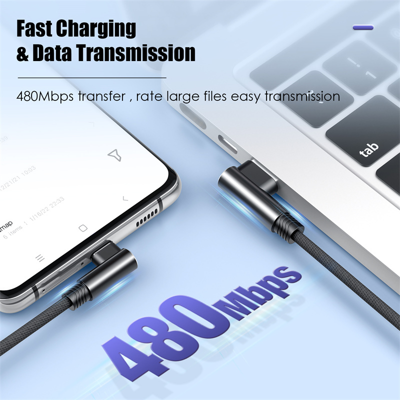 90 Degree 7A 100W USB Type C Cable 100W Fast Charging Wire For OPPO ...