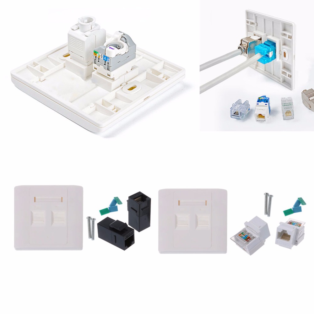 【VogueVenture】2 Ports CAT5e / CAT6 Modules RJ45 jack Network Wall Plate ...