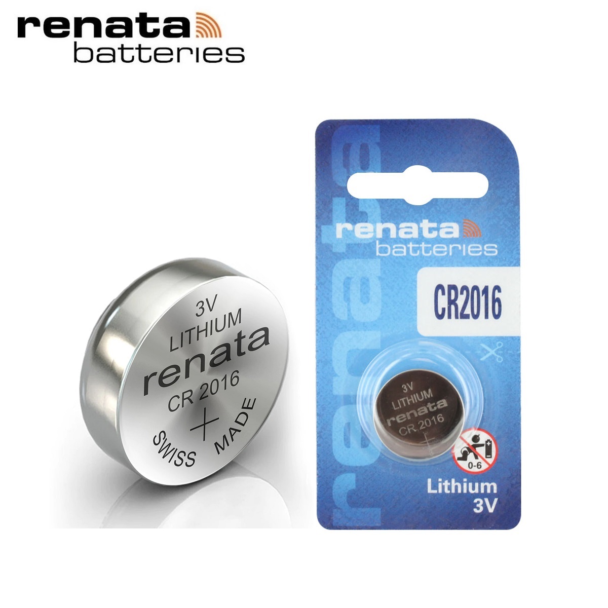 Renata CR2016 (1 pc) ECR2016 2016 Lithium Coin Cell Button Battery 3V 3 ...