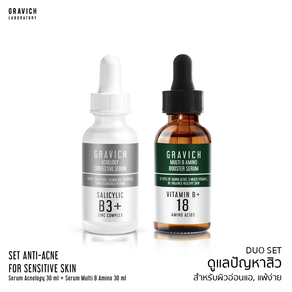 GRAVICH Set Anti-Acne for Sensitive Skin (Acnelogy SerumMulti B Serum ...