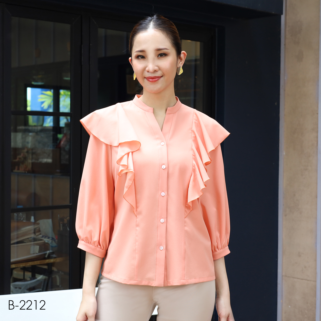 MIKIKO Blouse MI-B2212 ชิฟฟอนชีราเม้นท์ แขนยาว IGPU22-4 - MIKIKO MKK - ThaiPick