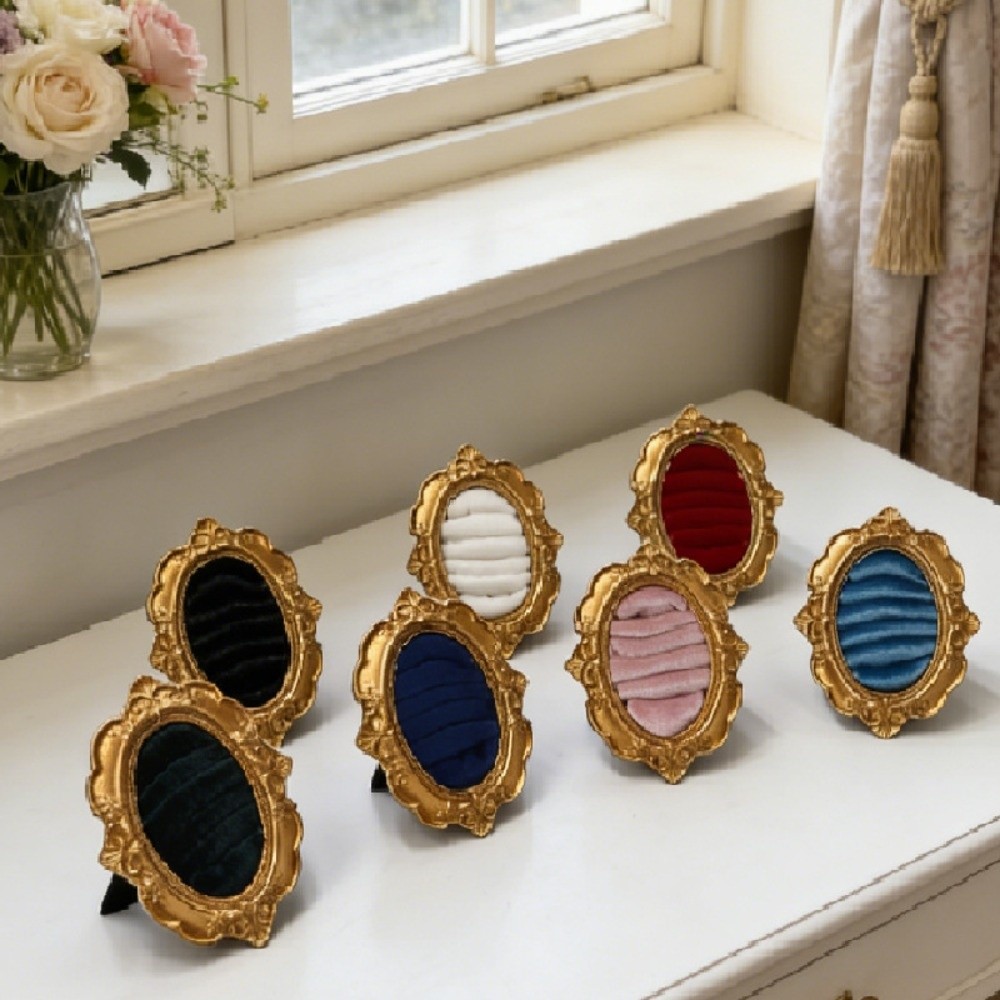Women Girls Vintage Ring Display Stand Velvet Organizer Photo Frame ...
