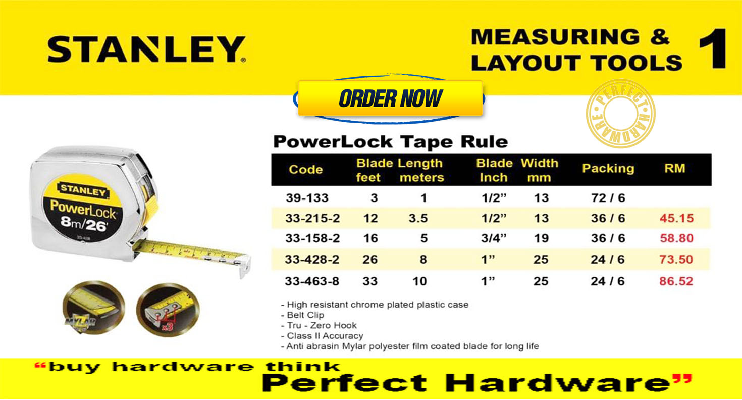 Stanley Power Lock STHT33428-8 Measurement Tape / Measuring Tape 8m ...