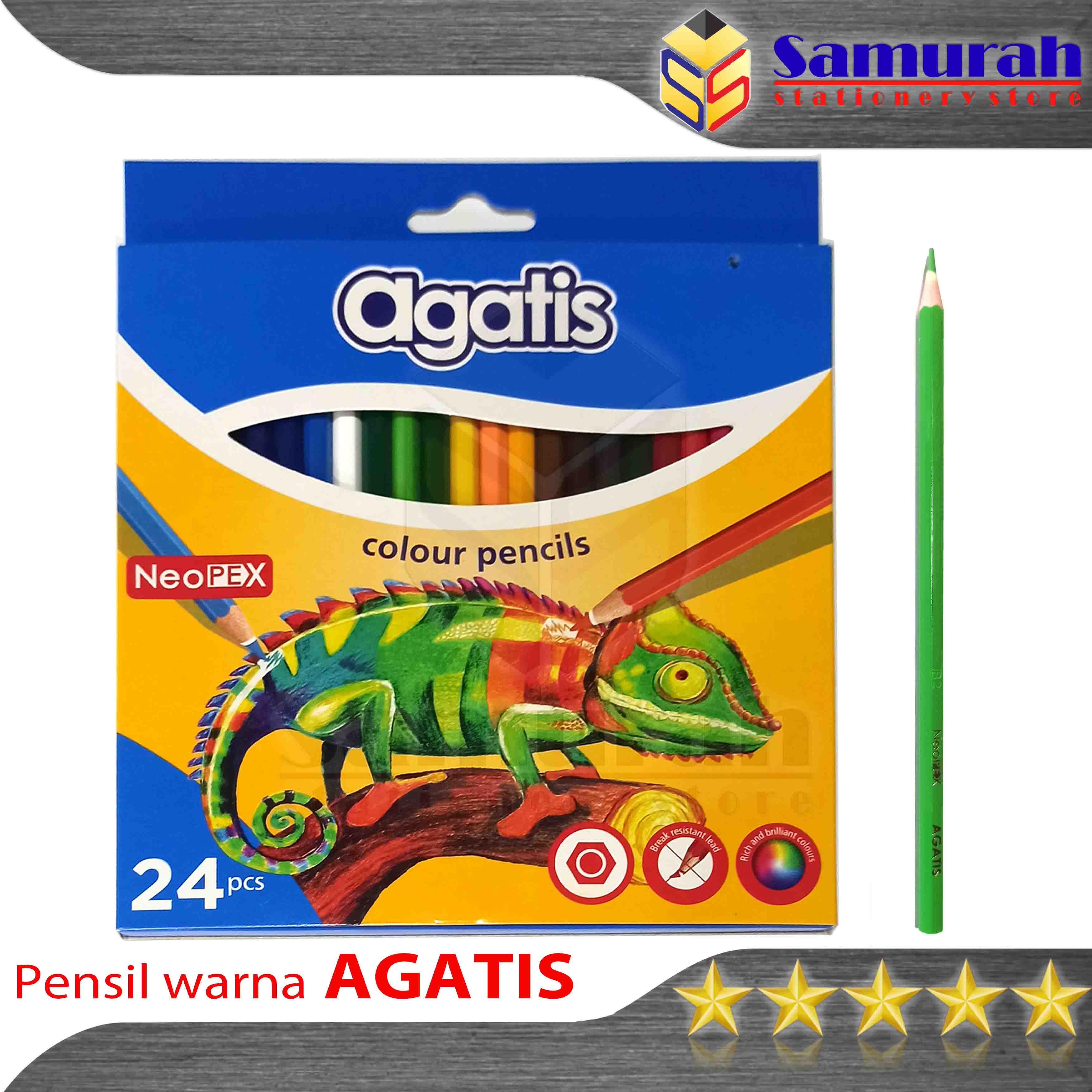 Pensil Warna Agatis NeoPex 24 Warna Panjang NH C 24 / Pencil Colour 24 ...