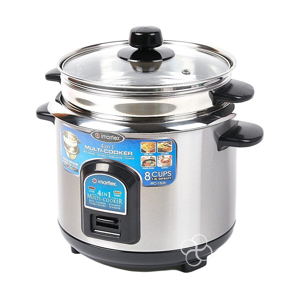 Imarflex IRC-150S 4-in-1 Multi-Cooker Stainless Steel 1.5L 8-cups ...