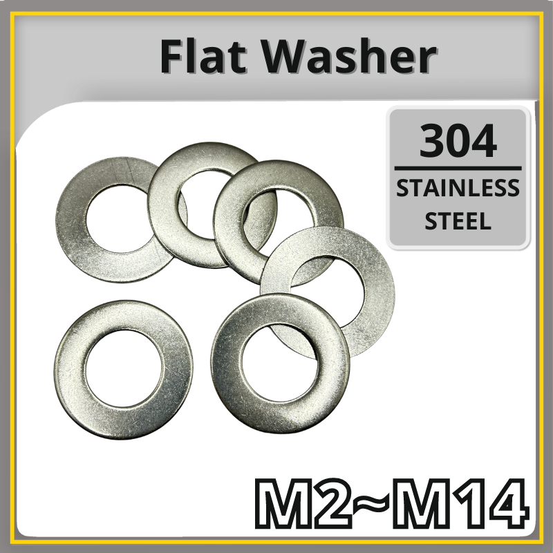 Flat Washer SUS 304 Stainless Steel Grade A2-70 | M2 M2.5 M3 M3.5 M4 M5 ...