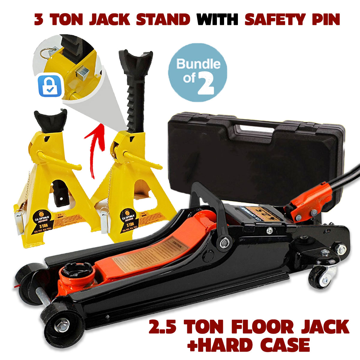 Heavy Duty Hard Case 2.5Ton Floor Jack Low Profile Hydraulic Car 3Ton ...