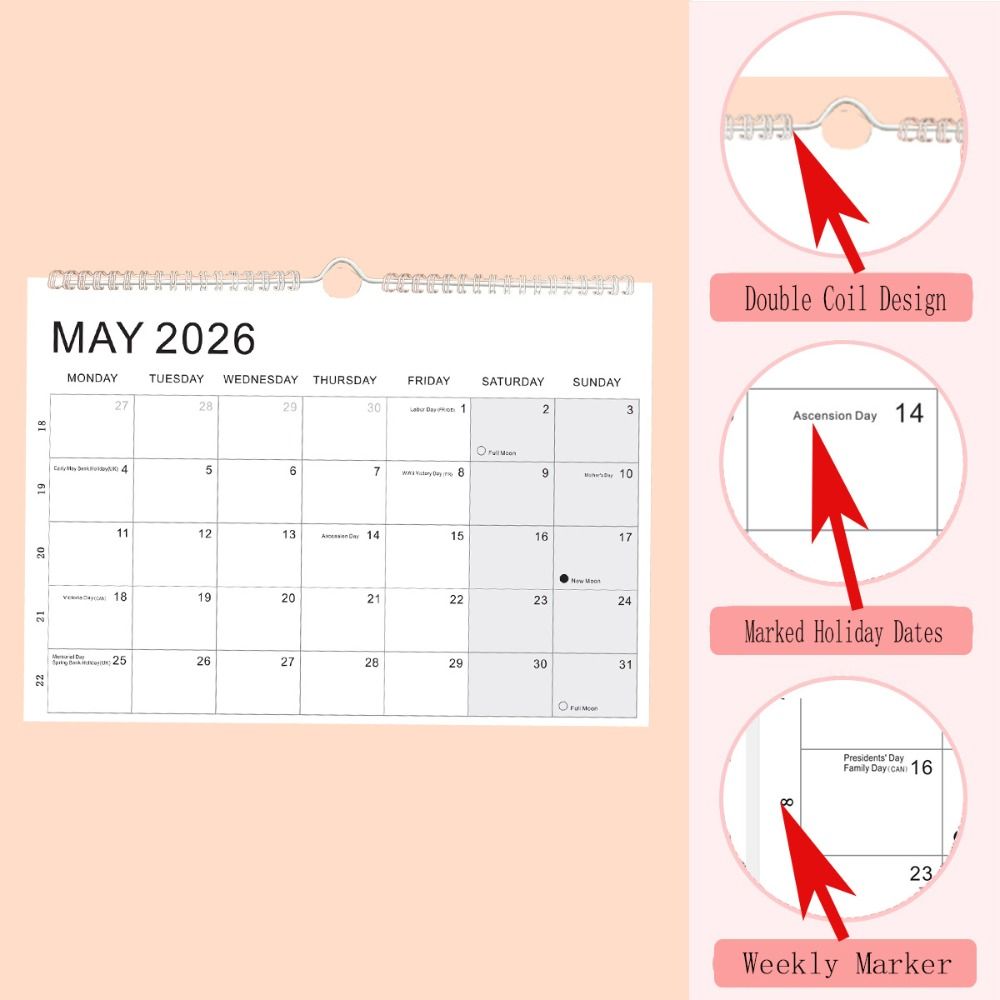 New Jan. 2026 - Jun. 2027 2026 Calendar with Hook Thick Paper Hanging ...