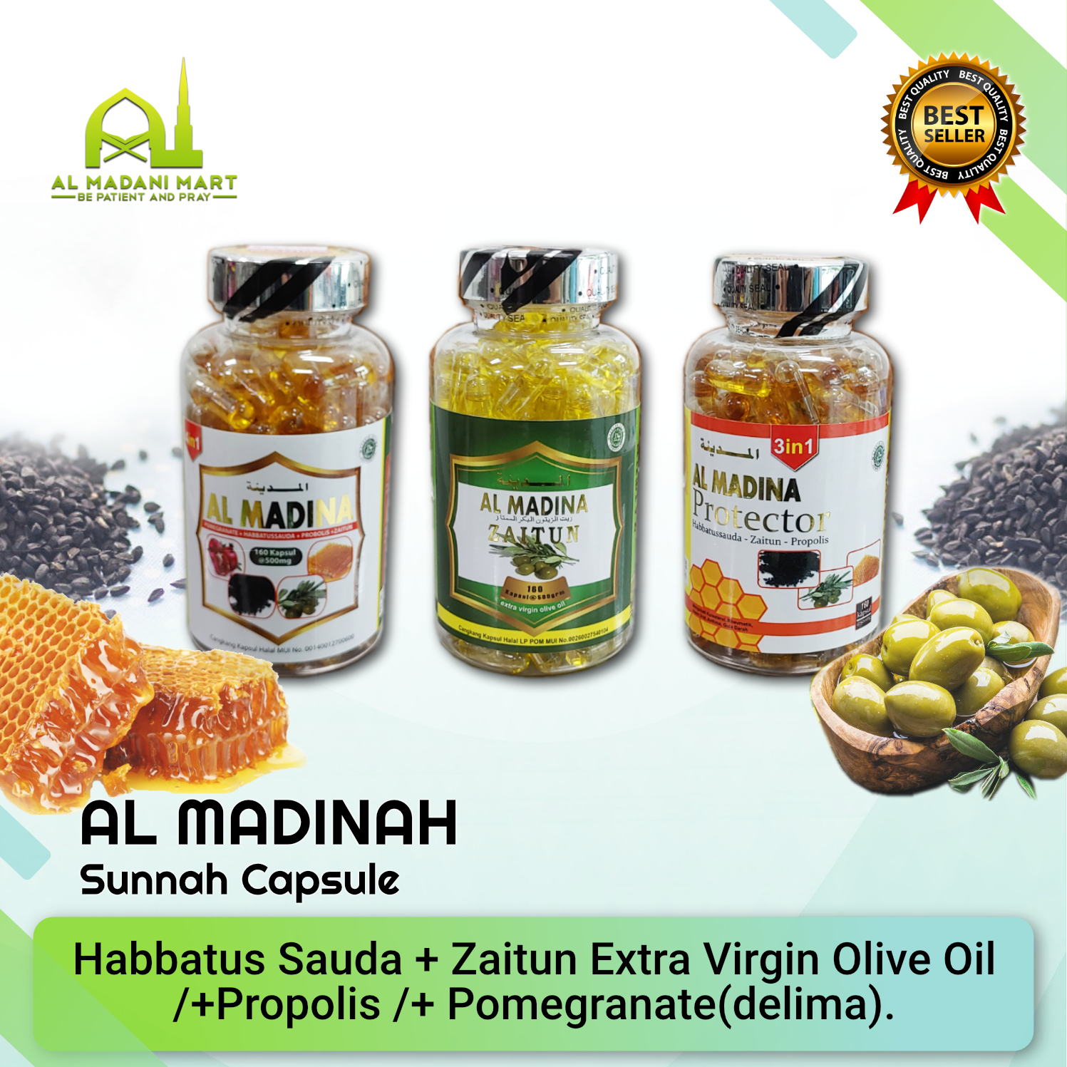 AL MADINA Al Sunnah Capsule olive oil habatus sauda delima propolis ...