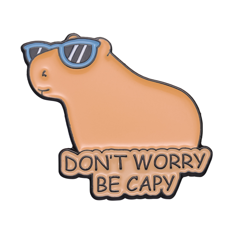 Cartoon Cute Animal Series Capybara Enamel Pin with Positive Text Metal ...