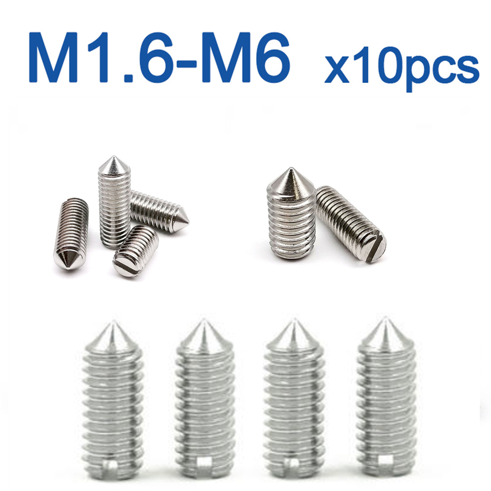 GB71 DIN553 Stainless Steel Slotted Head Cone Point Grub Set Screw M1.6 ...