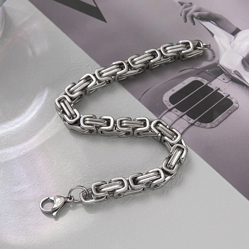 【Best price】The same style bracelet men's silver titanium steel ...
