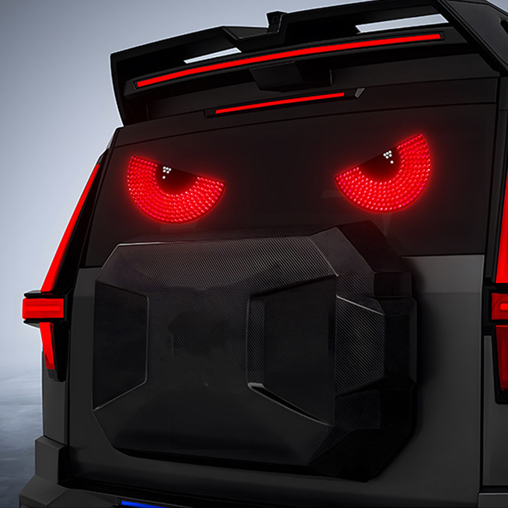 FG 2Pcs Car LED Cat's Eye Decorative Light Rear Warning Light Red Devil ...