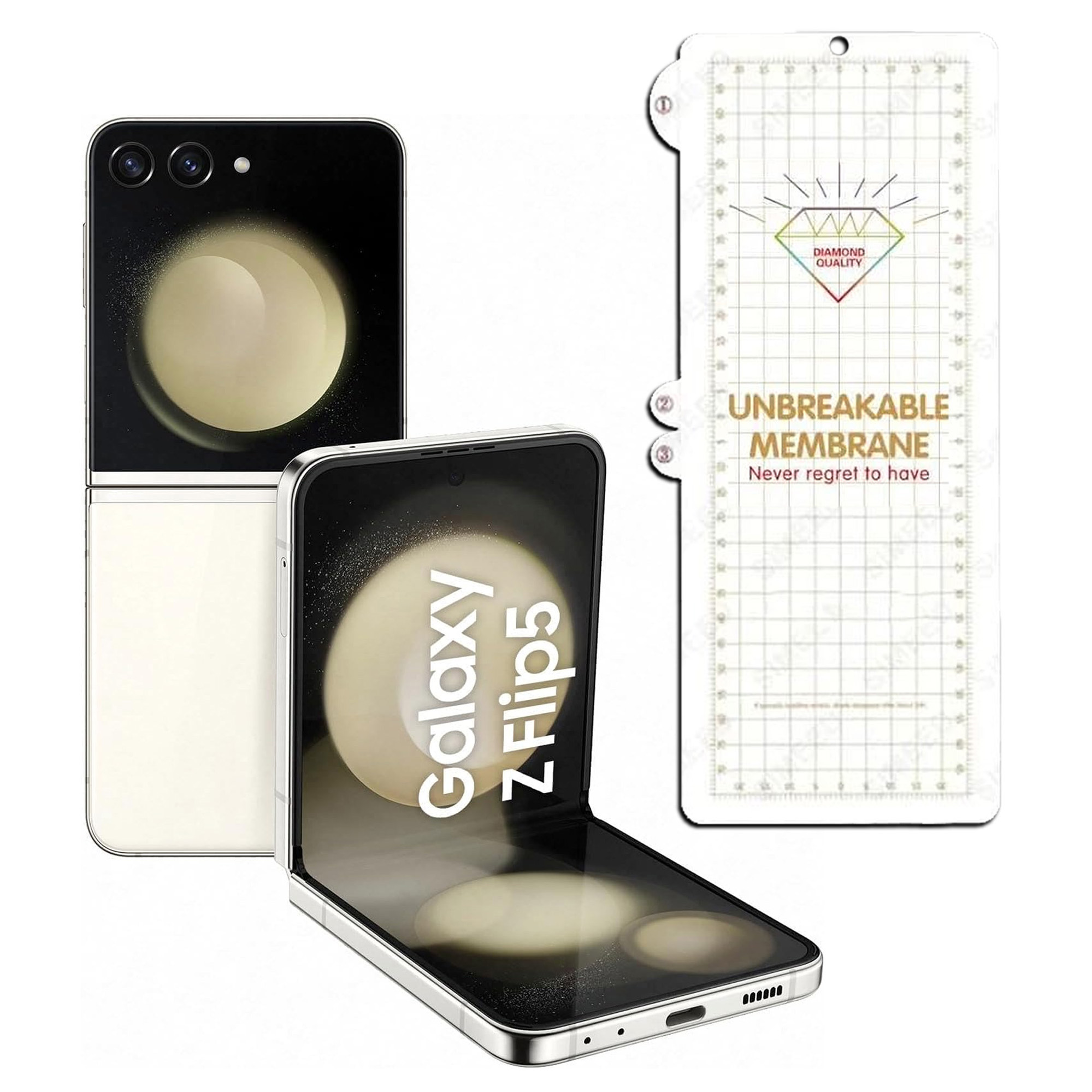 Samsung Galaxy Z Flip 5 Front Shiny Finish Membrane Protector with Edge ...