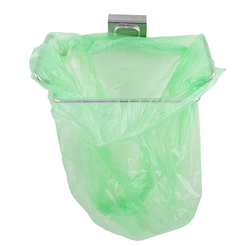 Stainless Steel Kitchen Trash Bag Holder Door Hook Garbage Bags Hanger ...