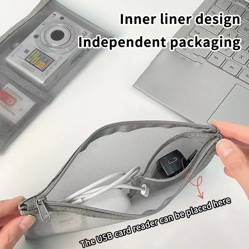 Mini Mesh Portable Earphone Data Cable Chargers Storage Bag Travel ...