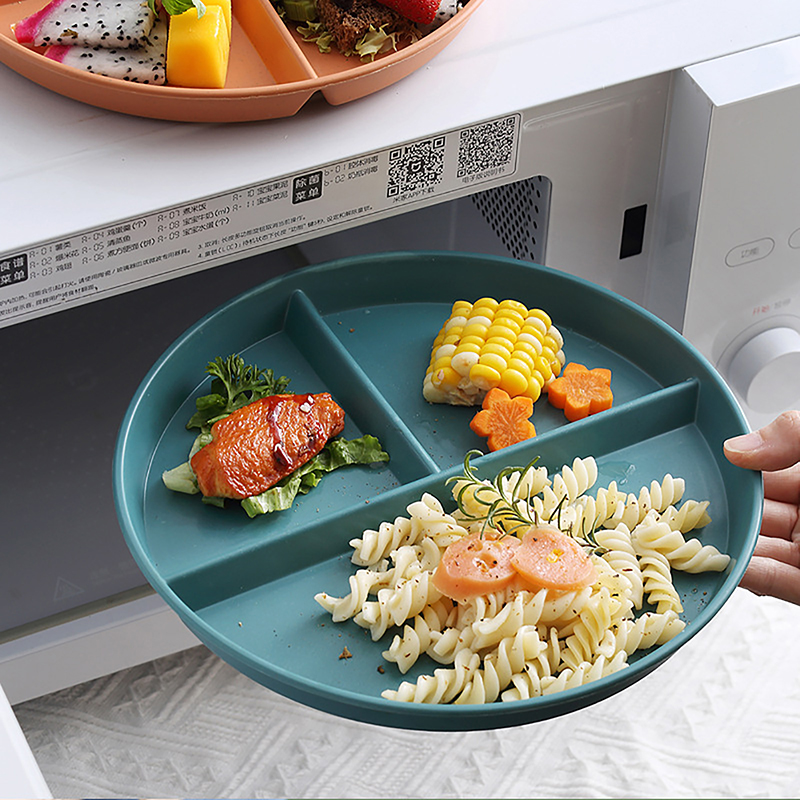 1Pc Divided Dish In 3 Diet Reusable Round Dinner Plate Kitchen ...