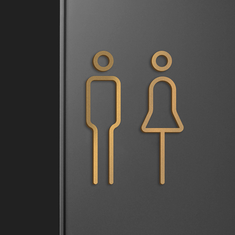 Black Gold Color Toilet Sign Plate Brass Wash Room Door Wall Label ...