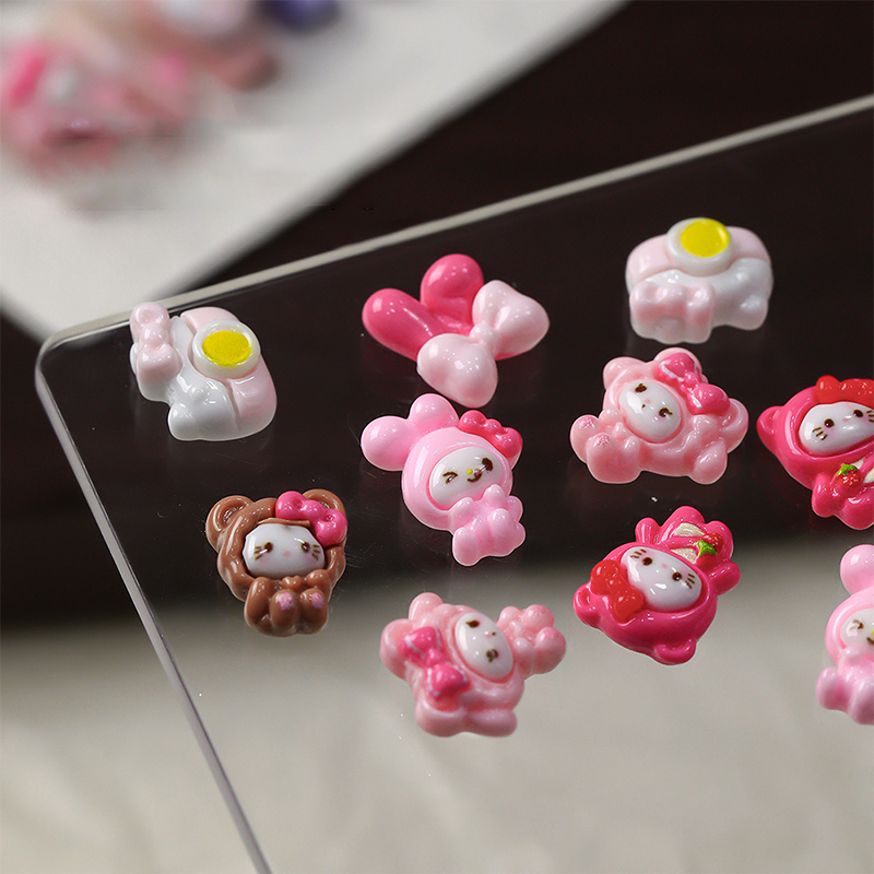 10Pcs Kawaii Sanrio Hello Kitty Fine Shining Nail Charm Cartoon 3D ...