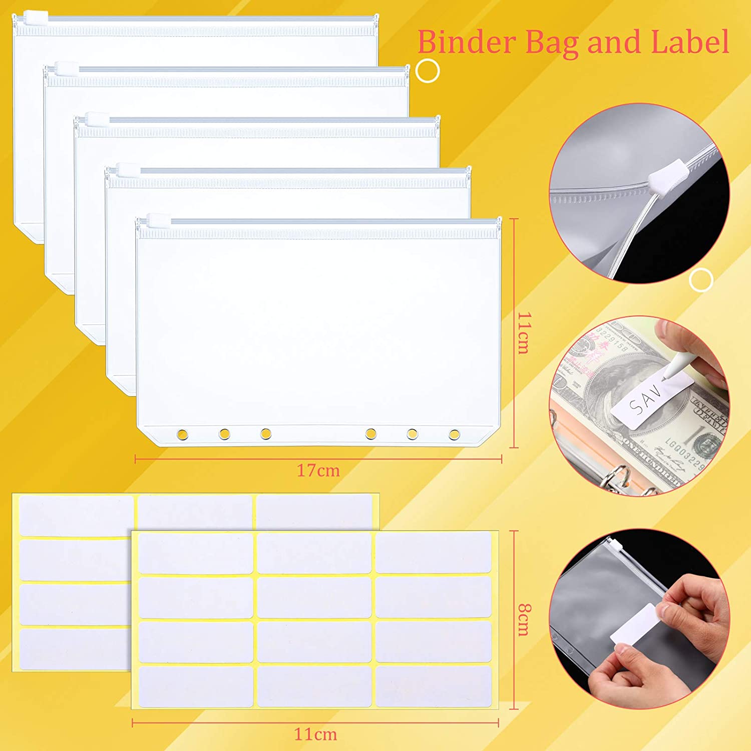 【The Quiet Page】27 Pieces A6 Binder Pvc Notebook Cover Budget Envelopes ...