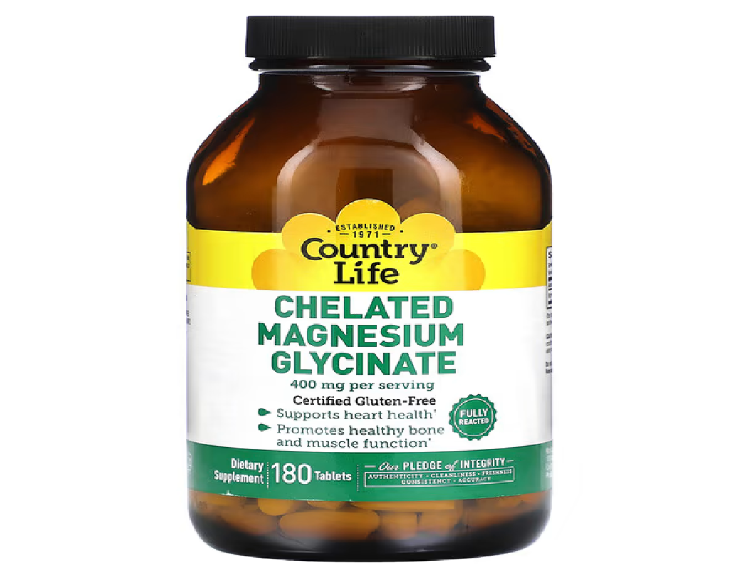 Country Life Chelated Magnesium Glycinate 400mg, 90/180 Tablets ...