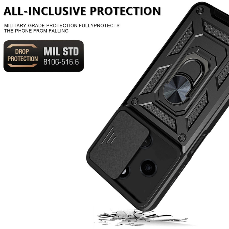 For Redmi 14C Case Armor Ring Case Cover Adsorb Car Holder Shockproof ...