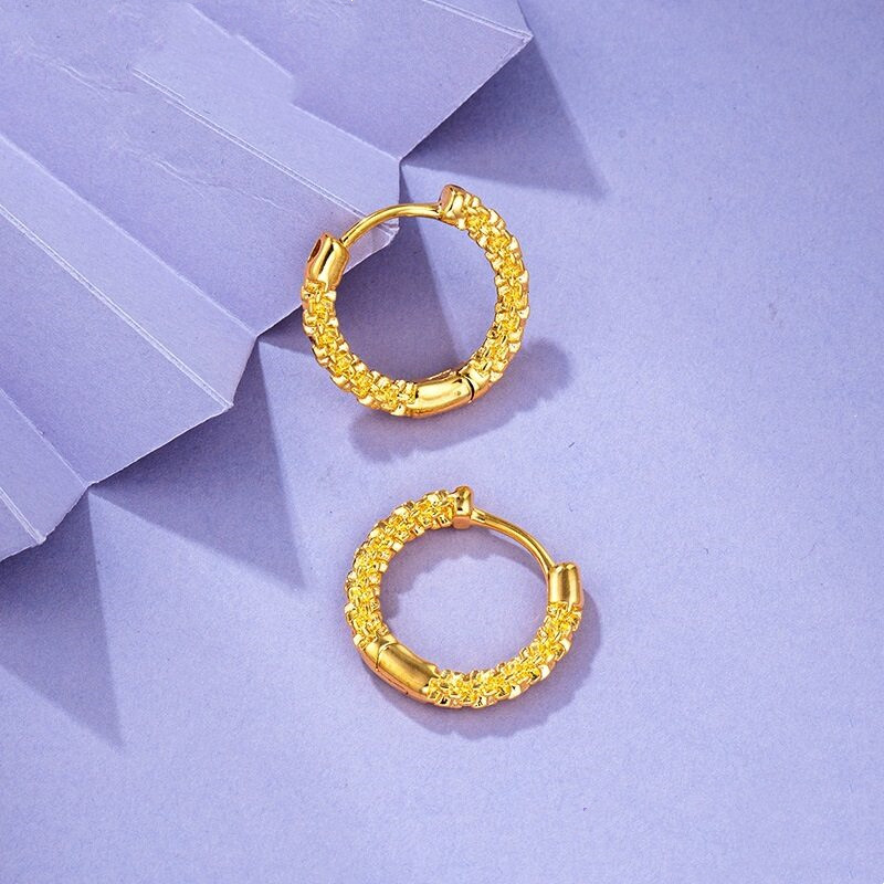 Emas 916 Subang New Simple Celebrity Style Gold Heart Pearl Hoop ...