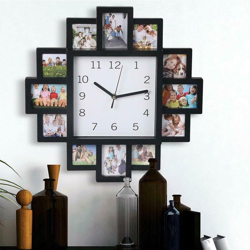 【New arrival】16 Inch Photo Frame Fashion Clock Metal Photo Frame Wall ...