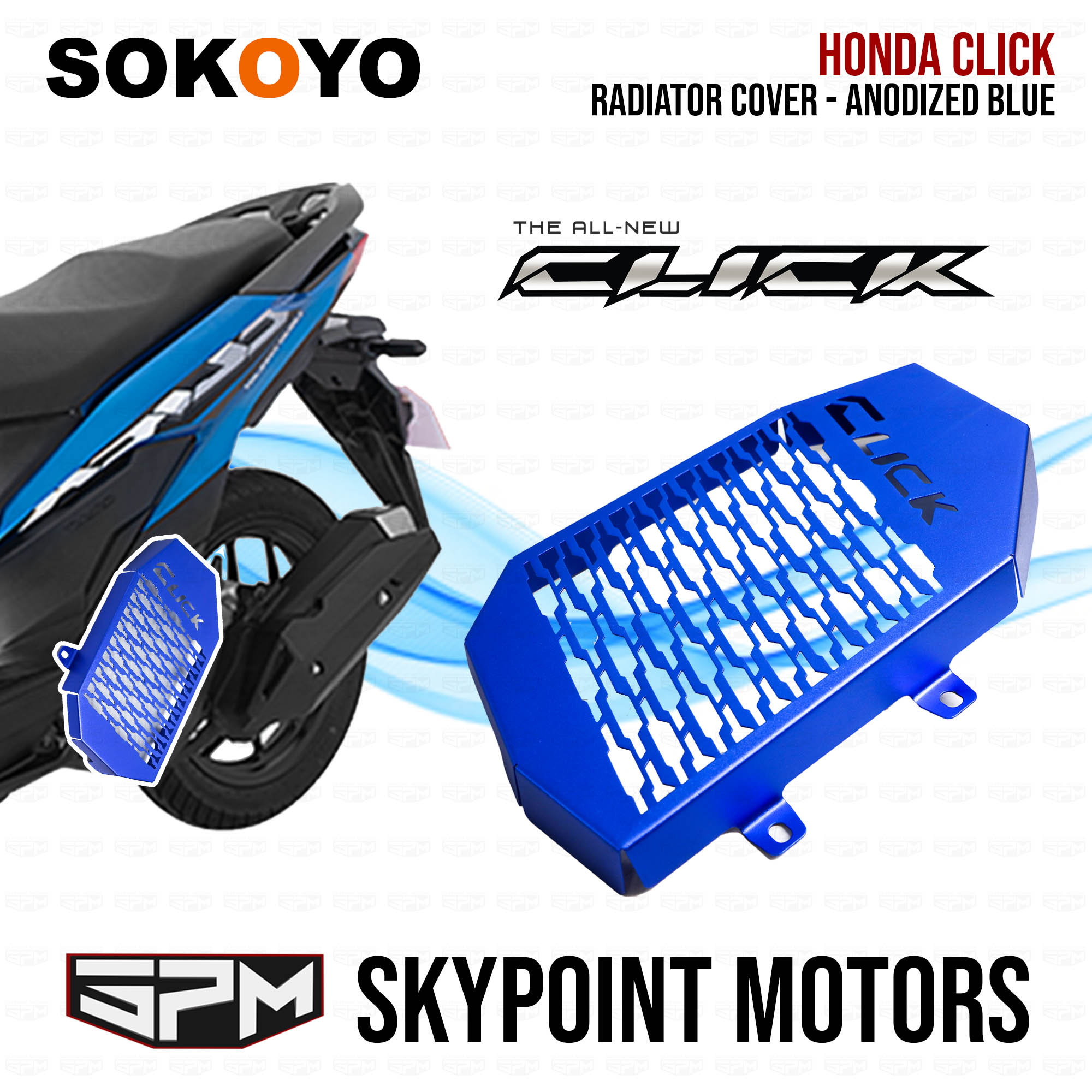 RADIATOR COVER FOR HONDA CLICK 125i/150i ANODIZED SOKOYO #5373 (9702 ...