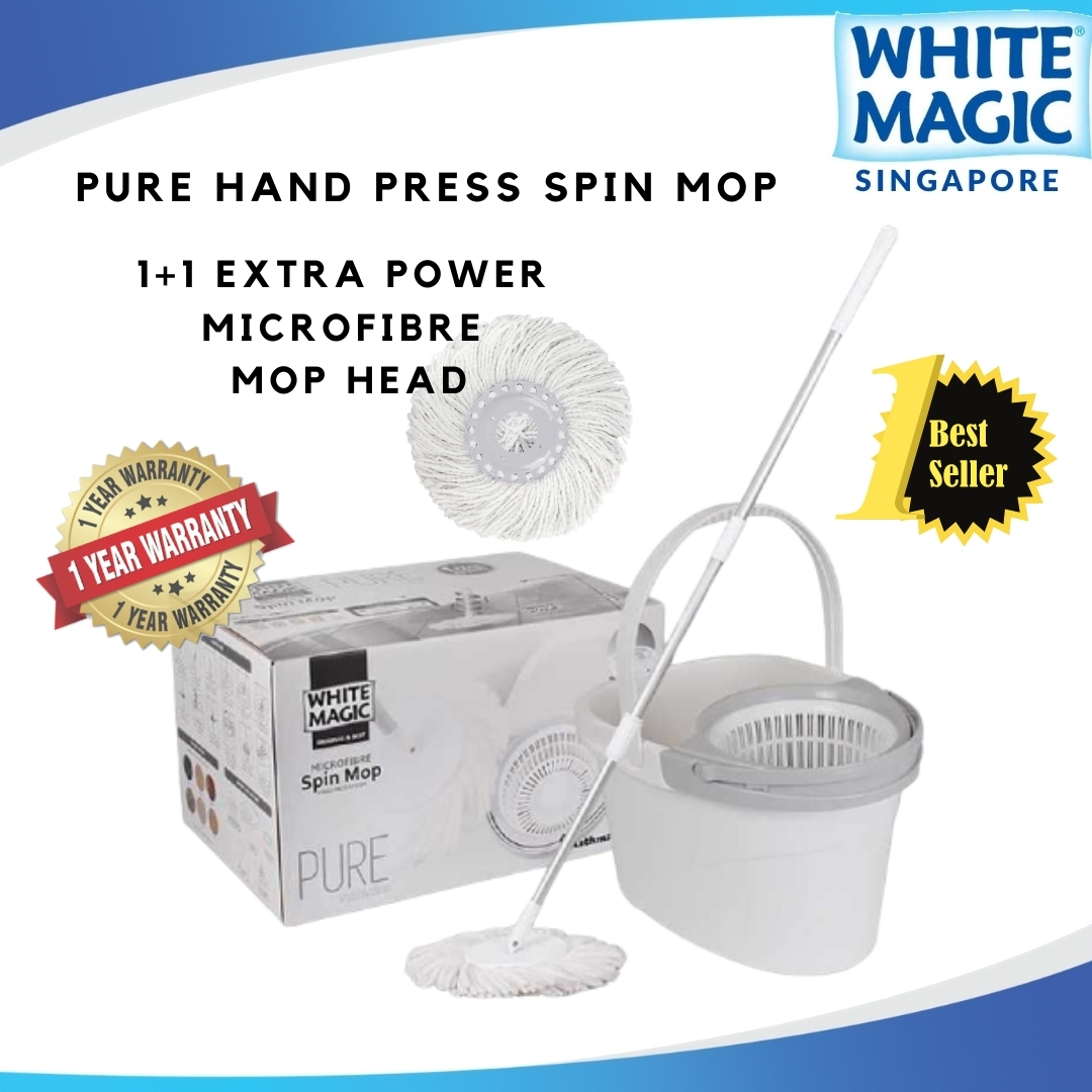White Magic PURE Spin Mop Set / Handpress Mop / Made in Taiwan / Red ...