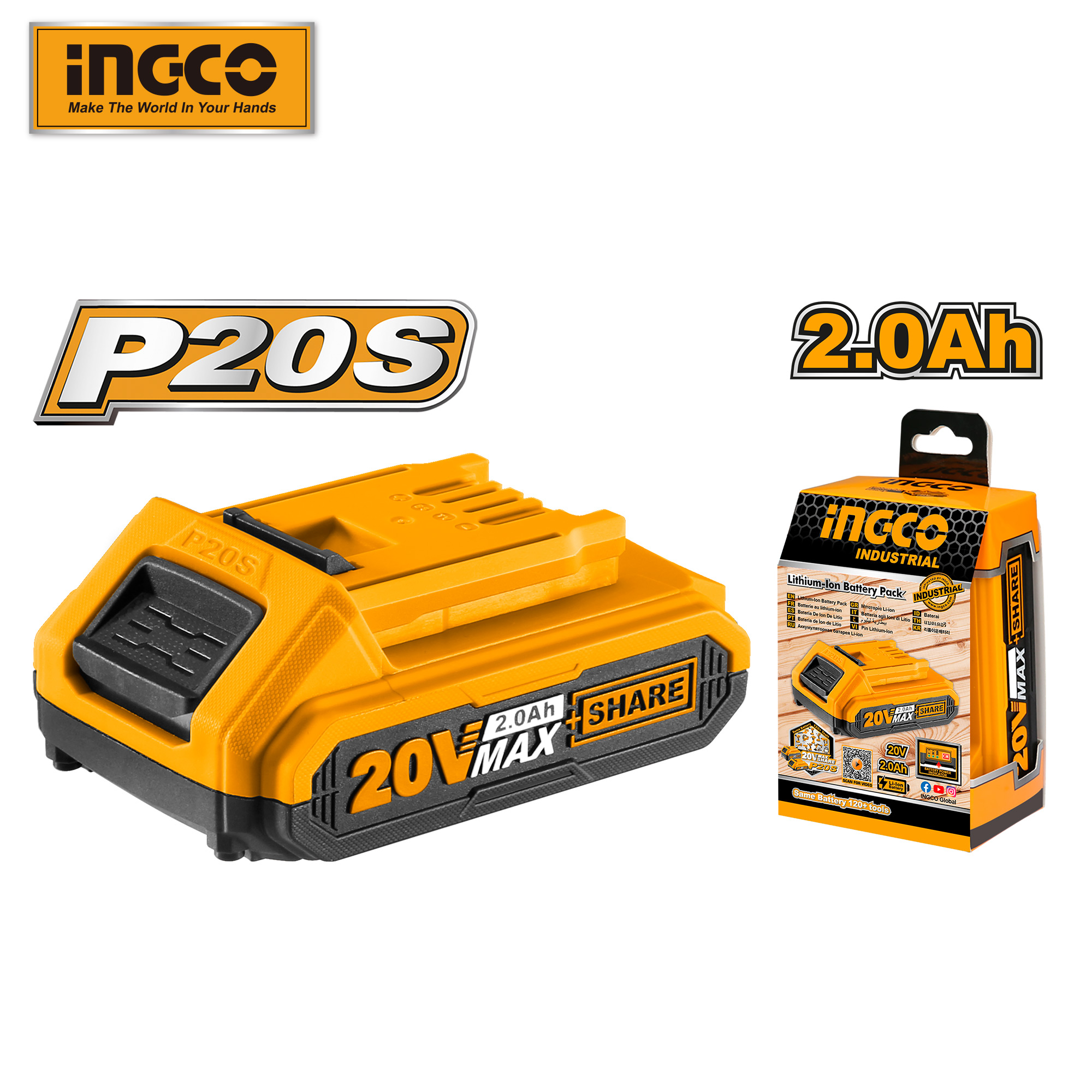 INGCO 20V 2.0Ah Lithium-Ion Battery Pack FBLI20011 | Lazada Singapore