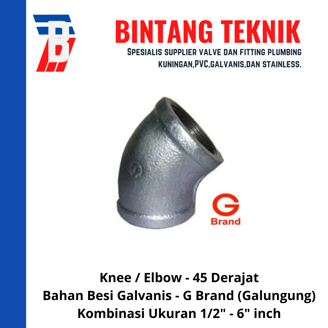 Knee / Elbow 1 1/4" inch Besi Galvanis Galungung (G) Brand - 45 Derajat | Lazada Indonesia