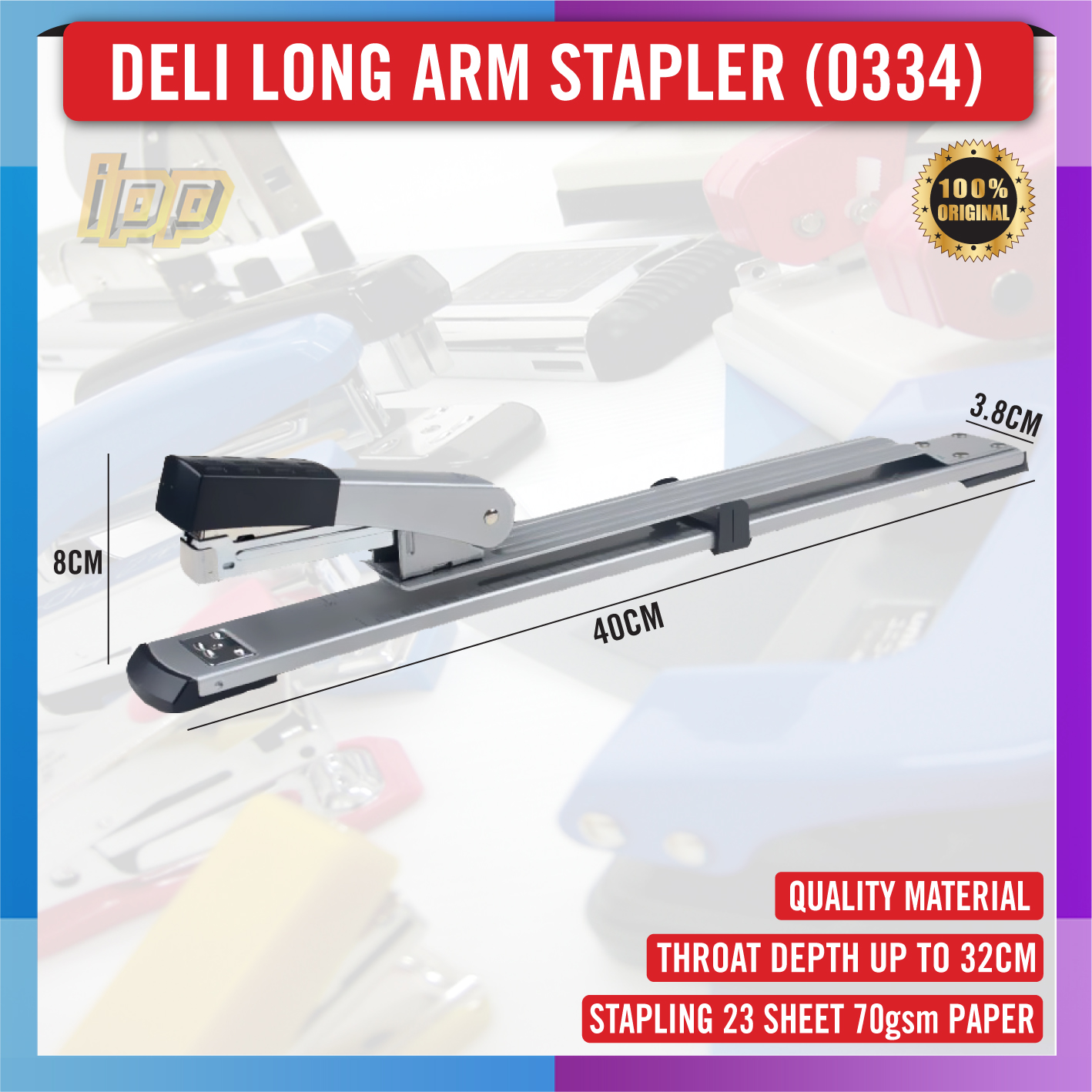 DELI LONG ARM STAPLER (0334) / High Quality Stapler | Lazada