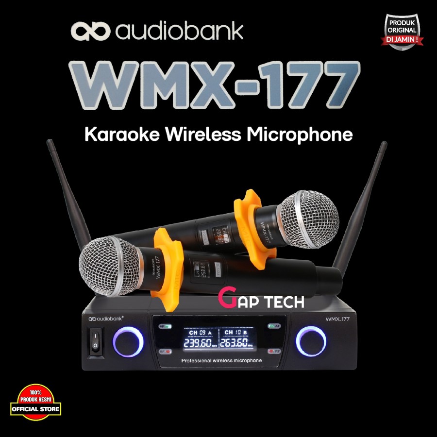 Audiobank WMX 177 / WMX177 Twin Channels Karaoke Wireless Microphone Original | Lazada Indonesia