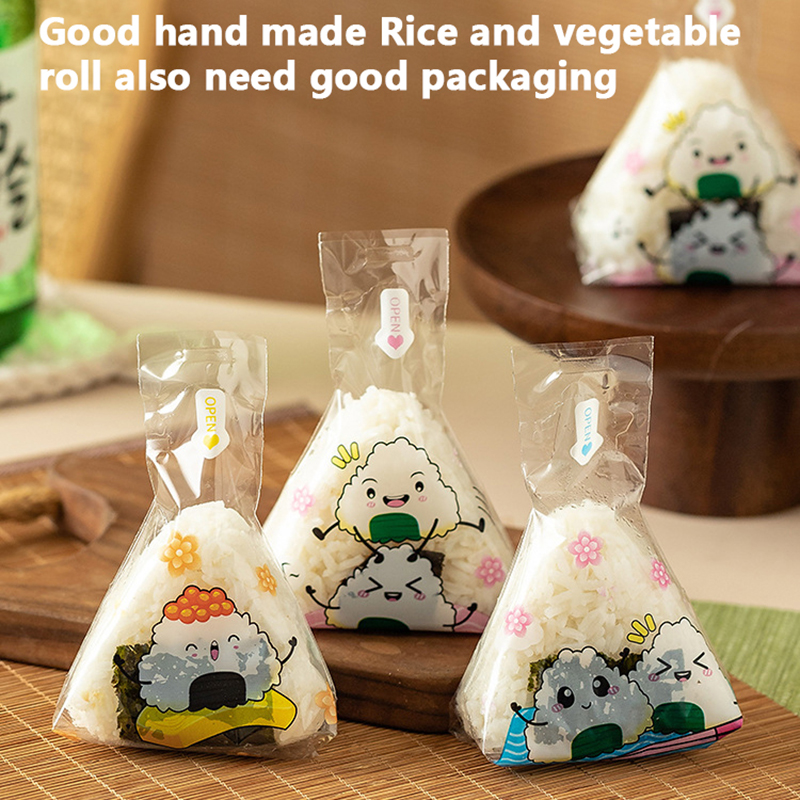 100 Pcs New Lovely Cartoon Disposable Japenese Triangle Rice Ball ...