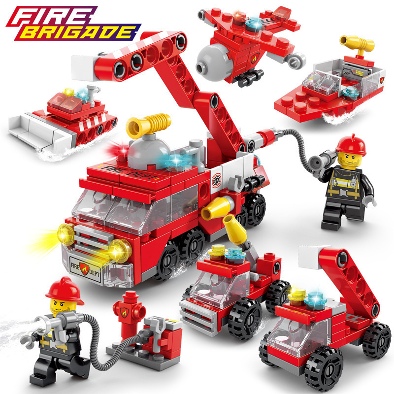 6 in 1 Building Block Car Small Particles Fire Brigade Police Military ...