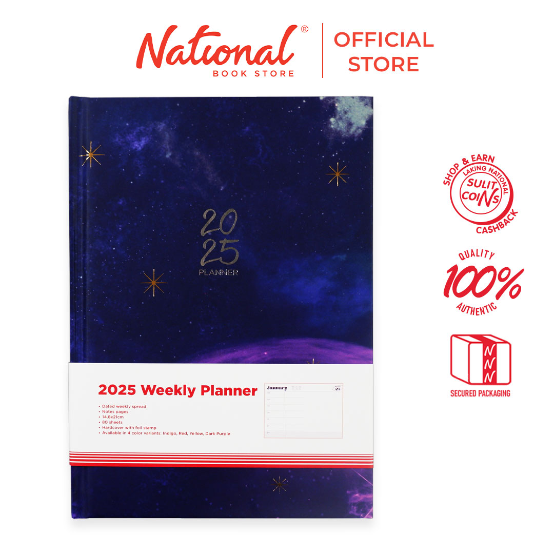 Best Buy 2025 Weekly Planner Hardcover with Foil Stamping 14.8x21cm 80 Sheets - Celestial Indigo ...