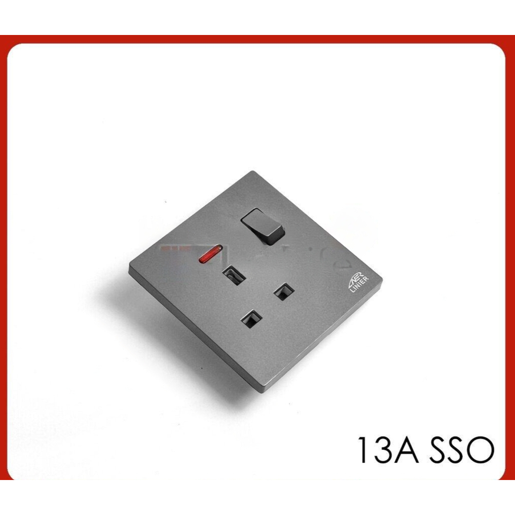 【LINIER ULTRA SLIM】 Switch Socket Modern Wall Switches SPACE GREY 13A ...