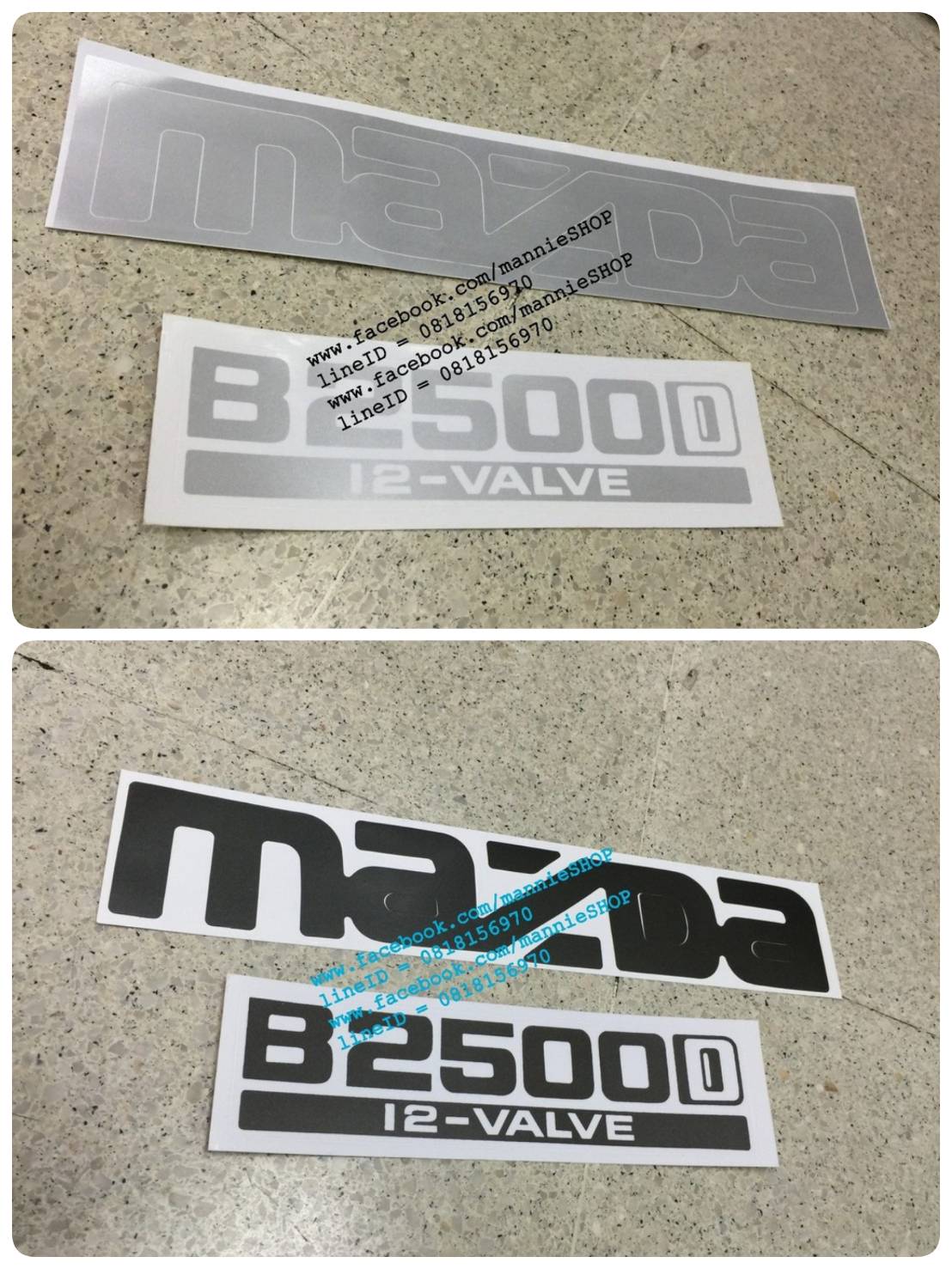 สติ๊กเกอร์แบบดั้งเดิมติดท้ายรถ MAZDA คำว่า MAZDA B2500D 12-VALVE ติดรถ ...