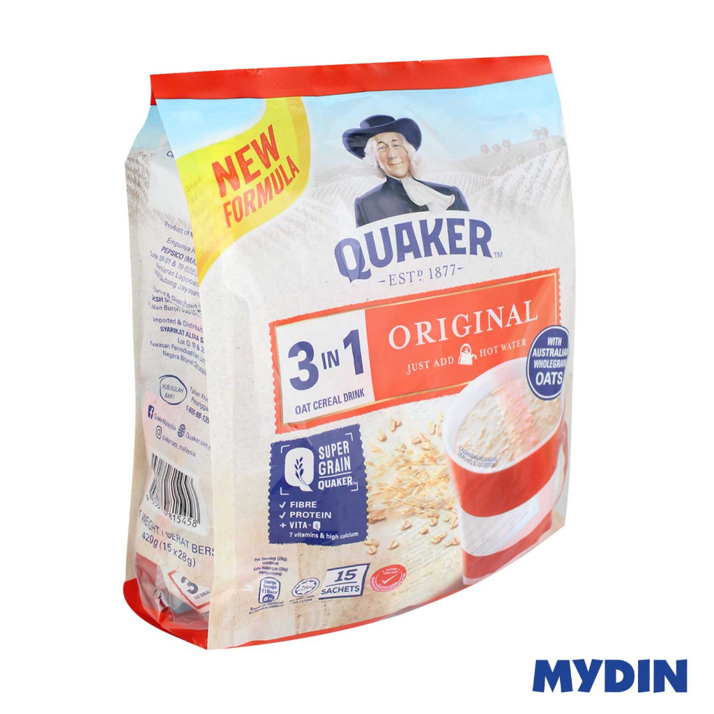 Quaker 3 in 1 Oat Cereal Drink Original (15's x 28g) | Lazada