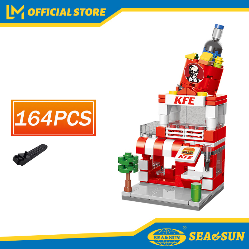 SEA&SUN 164PCS Mini City Street View Retail Store Mini Building Blocks ...
