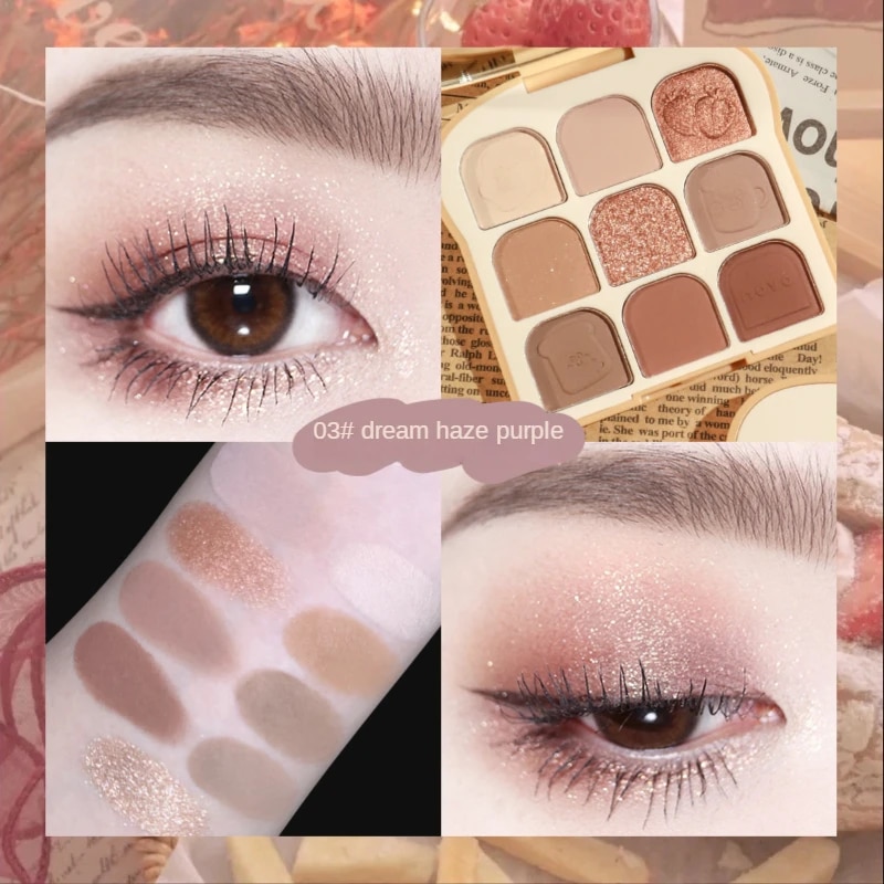NOVO Toast 9 Colors Matte Eyeshadow Palette Pearlescent Eye Plate Cute ...