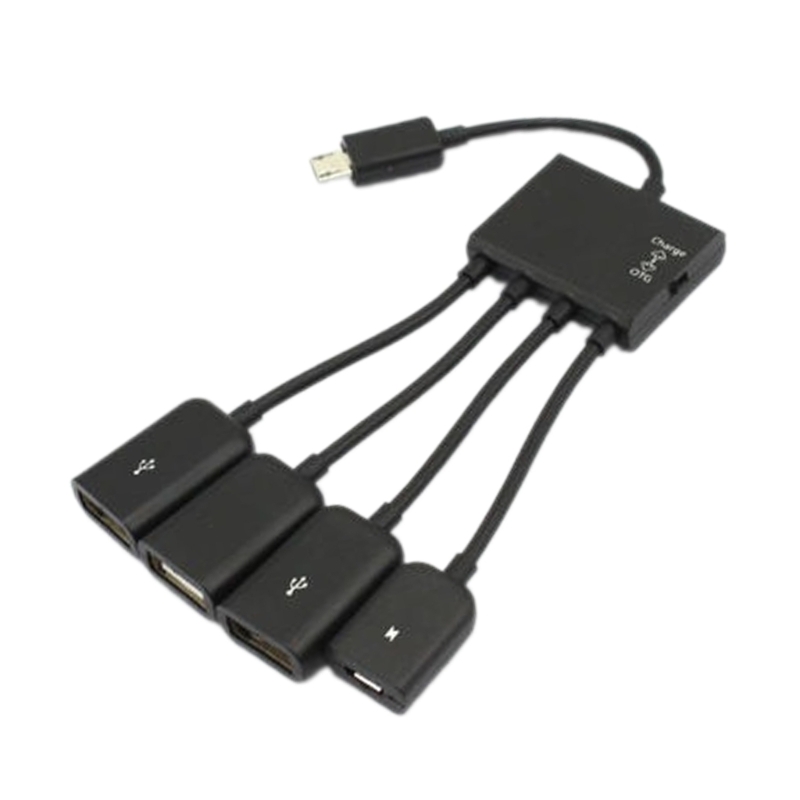 4 Port MicroUSB TypeC OTG Power Extenders Hub Cable Black For Tablets ...