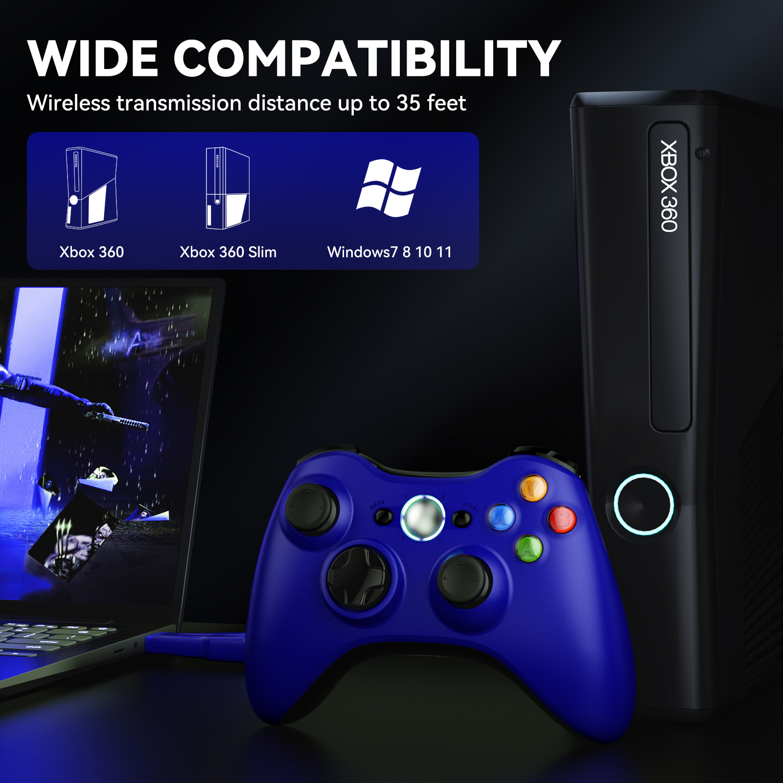 2.4G Xbox Gamepad Wireless/Wired Controller Supports Xbox / /Pc/Steam ...